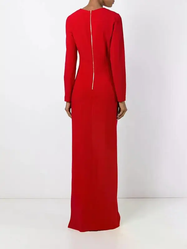 LANVIN Wool Blend Wrap Detail Maxi Dress