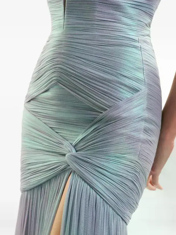 IMROSKA Strapless Ruched Slit Dress