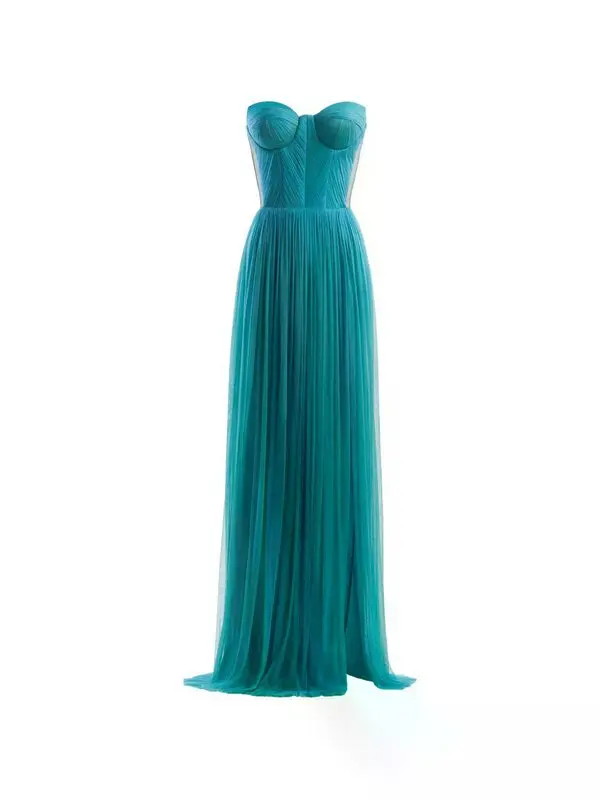 IMROSKA Strapless Sweetheart Neck Corset Gown - Blue