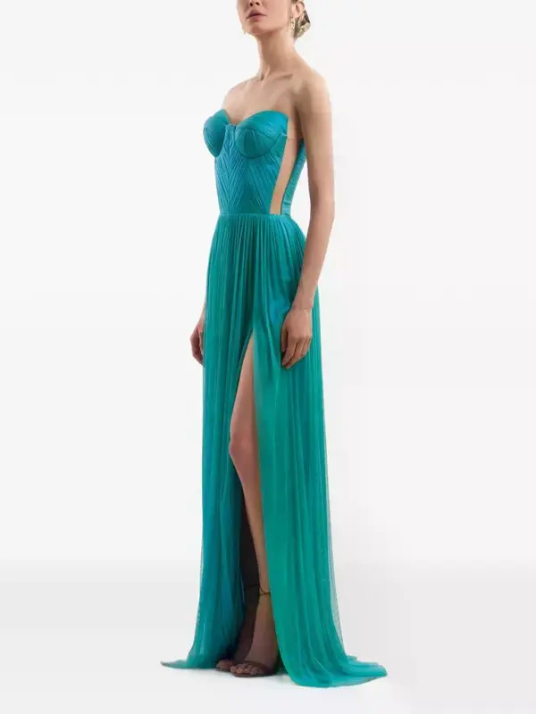 IMROSKA Strapless Draped Maxi Gown Dress