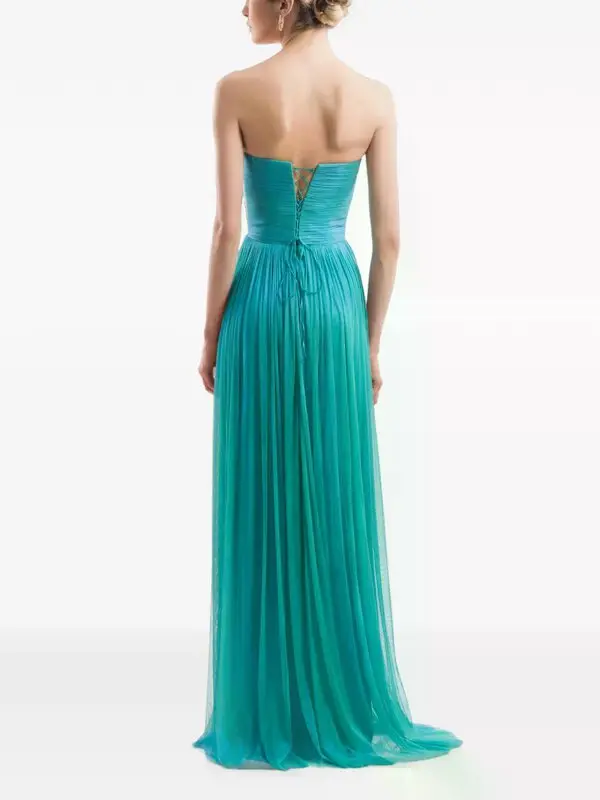 IMROSKA Strapless Draped Maxi Gown Dress