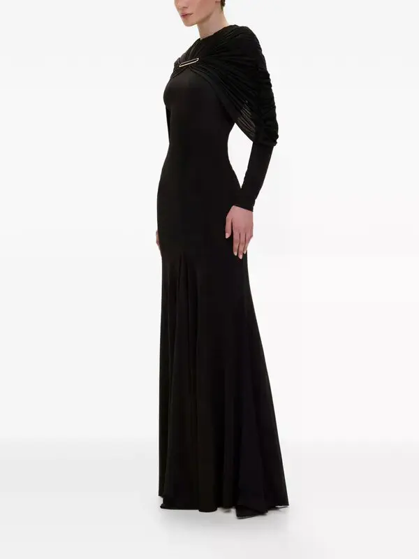 V:PM ATELIER Anais Pleated-cape Maxi Dress