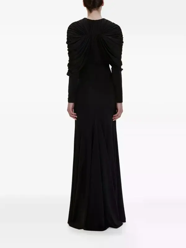 V:PM ATELIER Anais Pleated-cape Maxi Dress