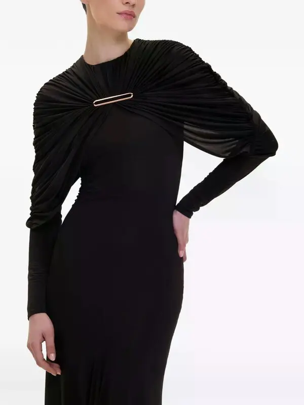 V:PM ATELIER Anais Pleated-cape Maxi Dress