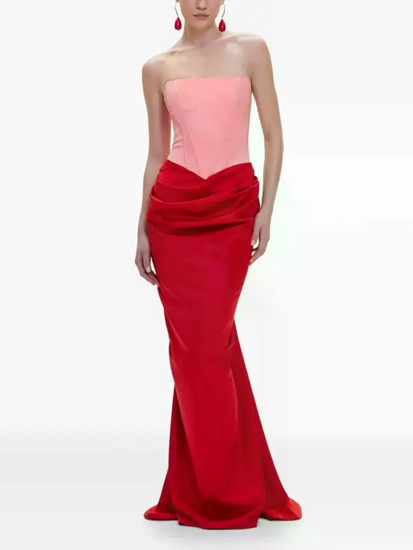 V:PM ATELIER Flavia Corset-style Draped Maxi Dress - Red