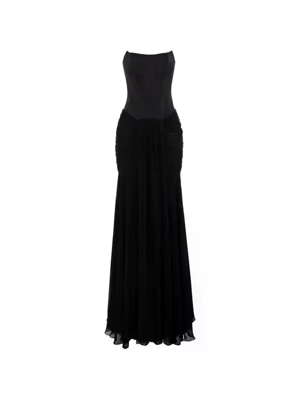 V:PM ATELIER Ruched Strapless Dress - Black
