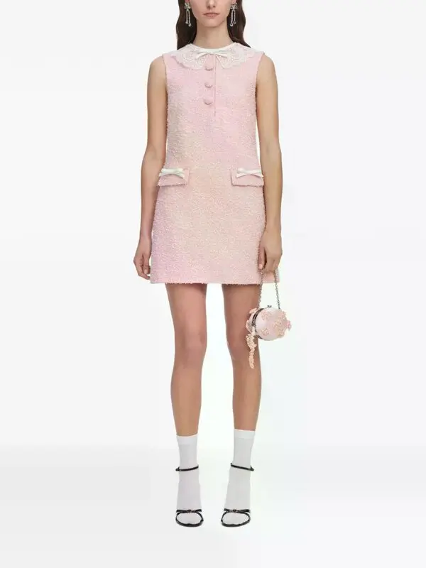 SELF-PORTRAIT Bouclé Mini Dress With Lace Collar