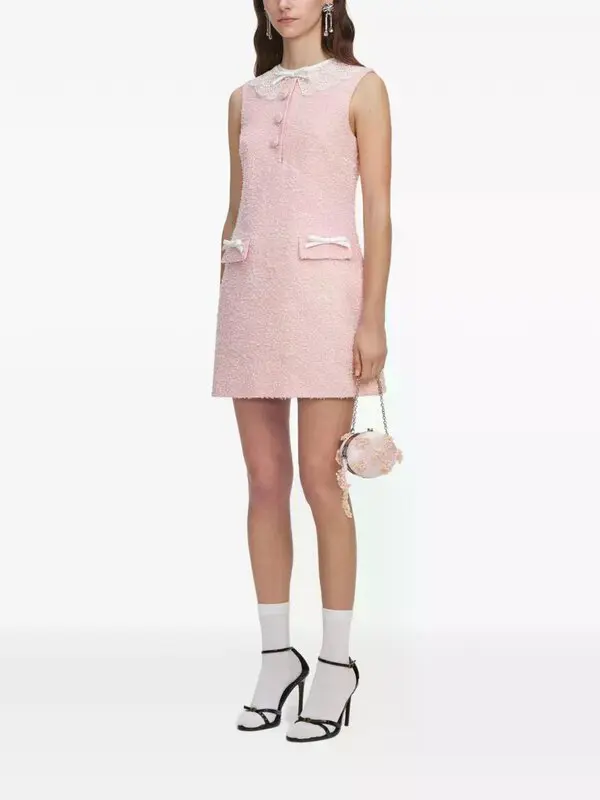 SELF-PORTRAIT Bouclé Mini Dress With Lace Collar