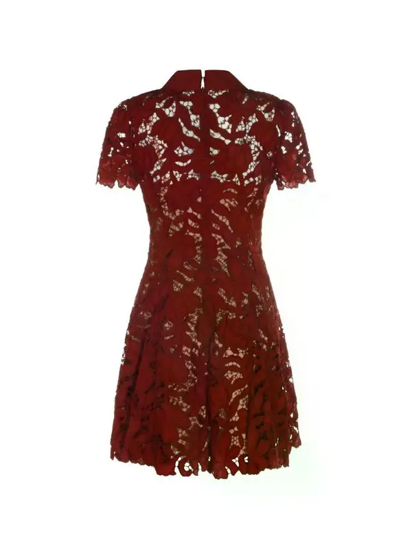 SELF-PORTRAIT Burgundy Floral Guipure Lace Mini Dress