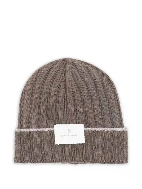Brunello Cucinelli Ribbed-knit Cashmere Beanie Hat - Brown
