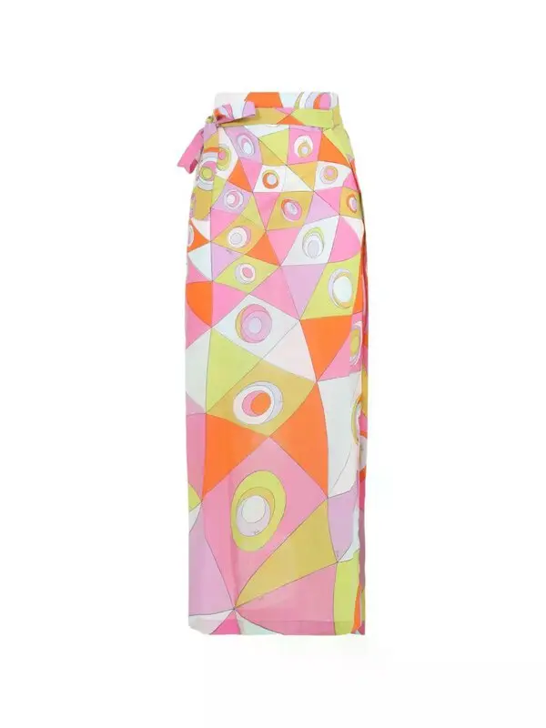 Emilio Pucci Geometric Print Wrap Maxi Skirt