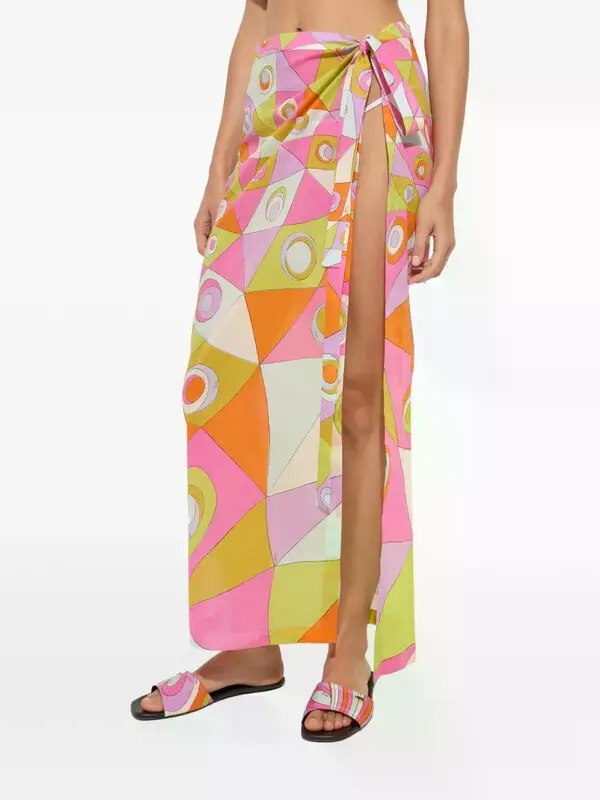 Emilio Pucci Geometric Print Wrap Maxi Skirt - Pink