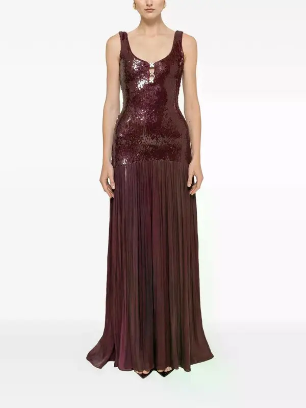 NISSA Sequin-embellished Crystal-detail Maxi Dress