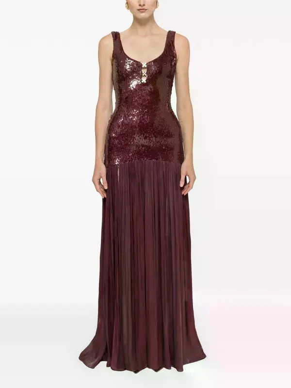 NISSA Sequin-embellished Crystal-detail Maxi Dress