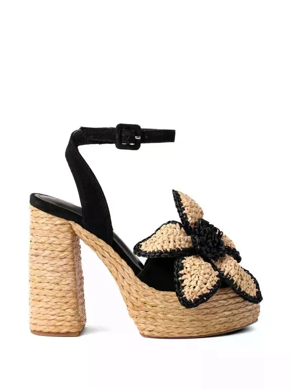 PALOMA BARCELO Tracy Floral-appliqué Sandals - Black