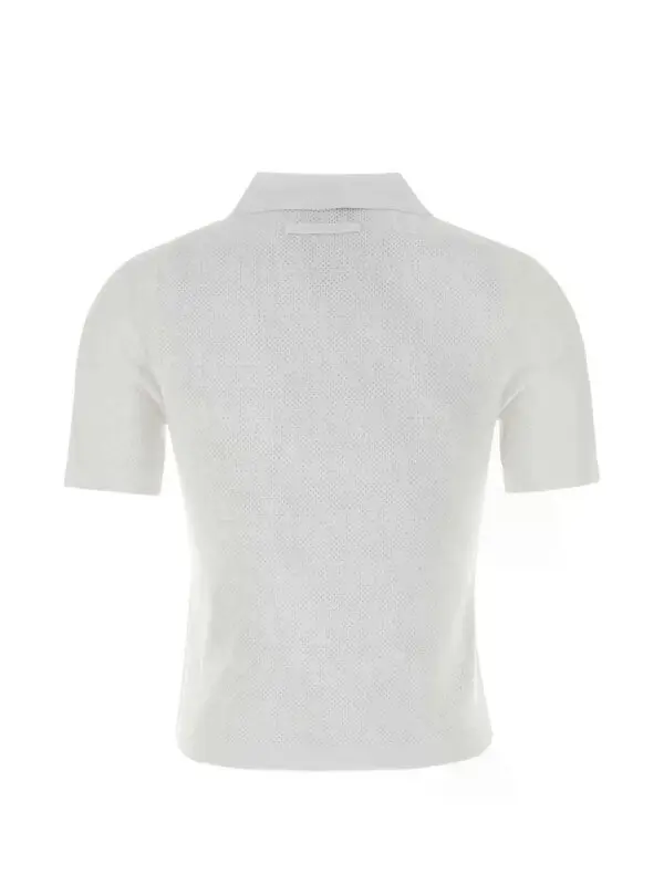 Tory Burch Perforated Knit Polo Shirt - White