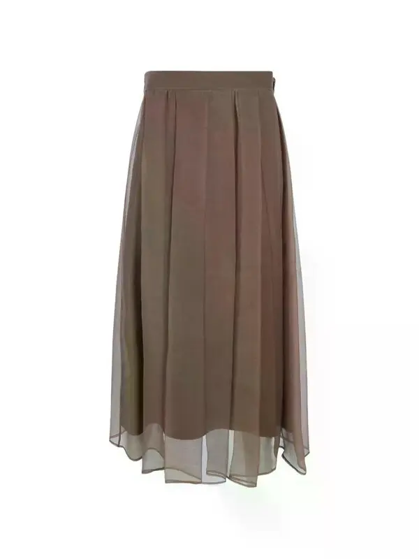 Brunello Cucinelli Silk Chiffon Maxi Skirt - Brown