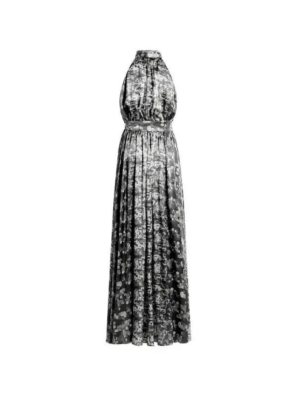 COLLINI MILANO Meg Bow-detail Halterneck Maxi Dress - Black