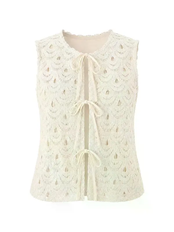 MC2 SAINT BARTH Crochet-knit Vest - Neutrals