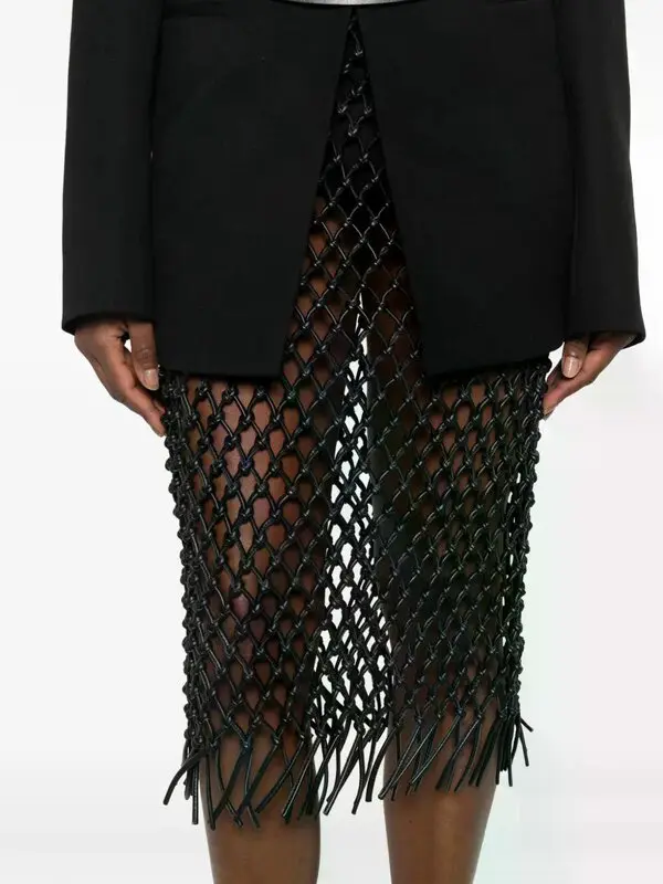 THE FRANKIE SHOP Nelaya Macramé Leather Midi Skirt