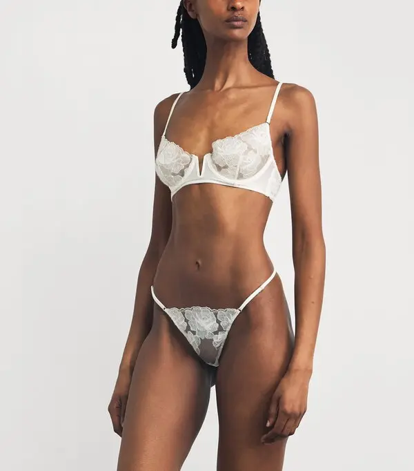Kiki De Montparnasse Lace Fleurs Veloutées Thong