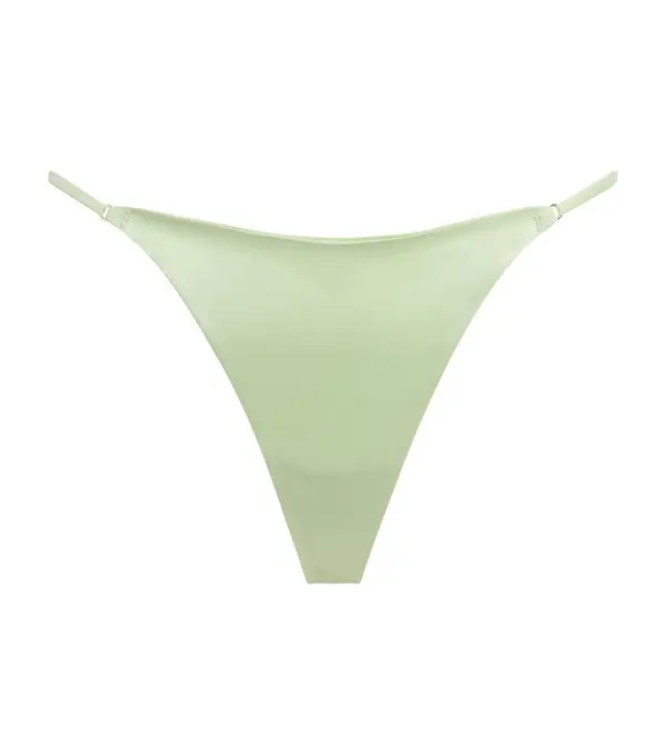 Kiki De Montparnasse Stretch-silk Tous Les Jours Thong - Green