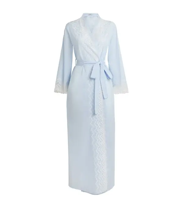 BOCAN Cotton Lace-trim Yasmine Robe - Blue