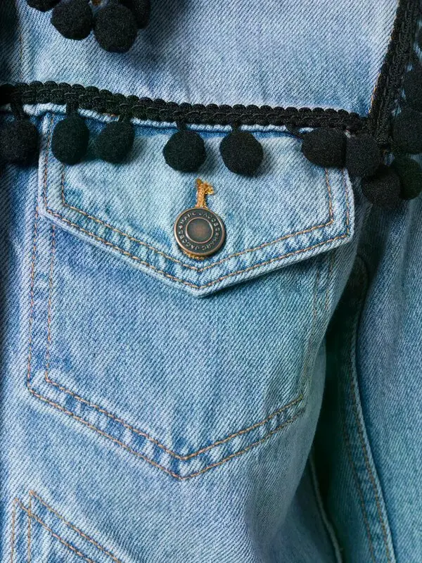 Marc Jacobs Faded Denim Pompom Jacket
