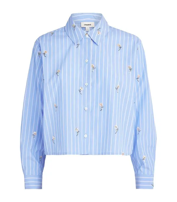 L'Agence Sequinned Floral Stripe Shirt