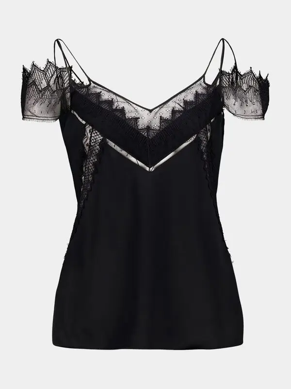 TOM FORD Lace-encrusted Crepe Satin Camisole Top - Black
