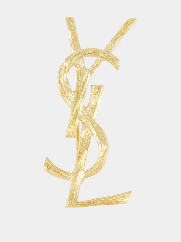 Saint Laurent Cassandre Brooch In Satin - Gold