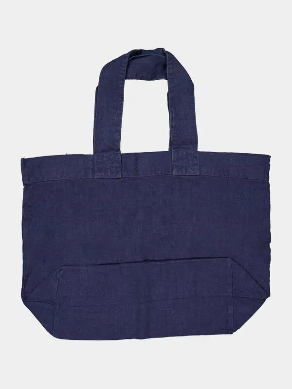 CHARVET ÉDITIONS Navy Linen Escapade Bag