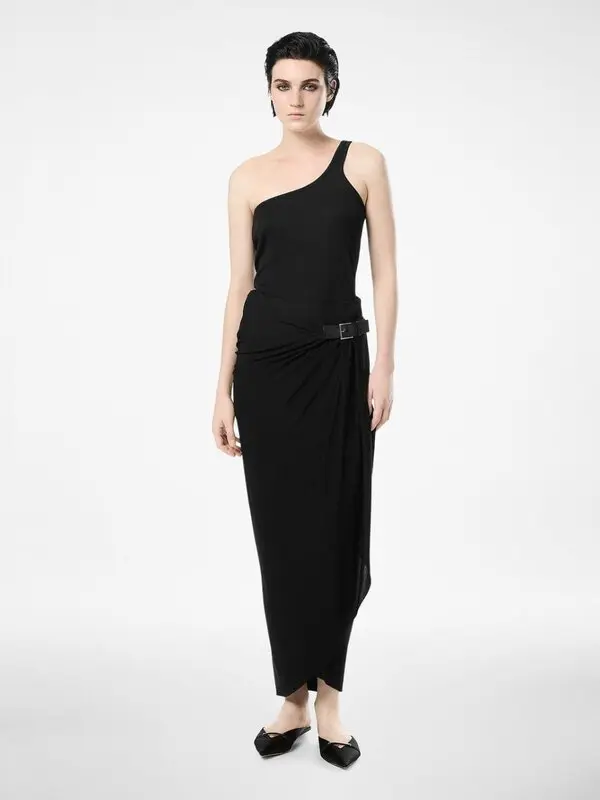 TOM FORD Silk Blend Rib Jersey One-shoulder Top - Black