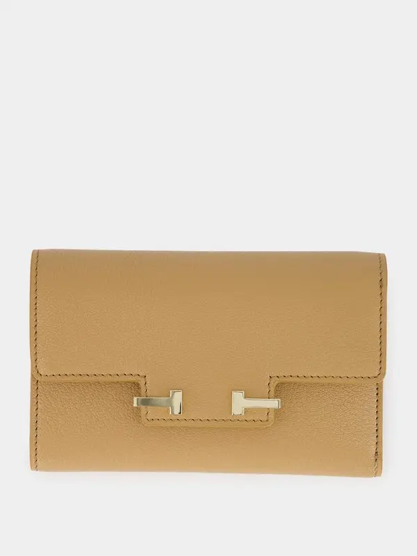 TOM FORD Rhum Supple Grain Leather Aube Compact Wallet - Beige