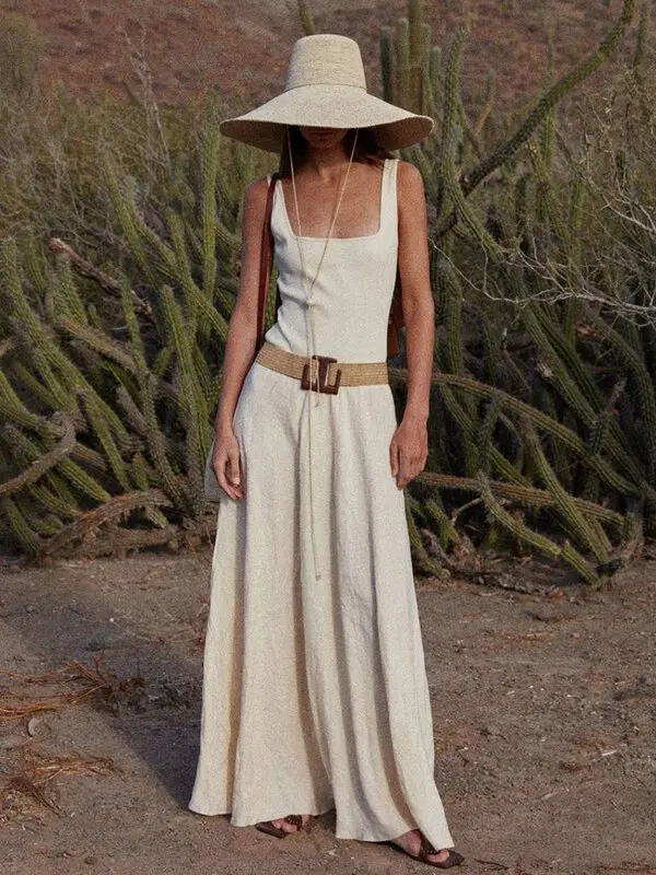 Johanna Ortiz Ecru Mariner Rib Maxi Dress - Beige