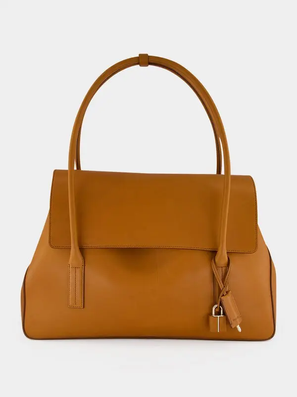 TOM FORD Caramel Natural Leather Eclipse Large Shoulder Bag - Orange