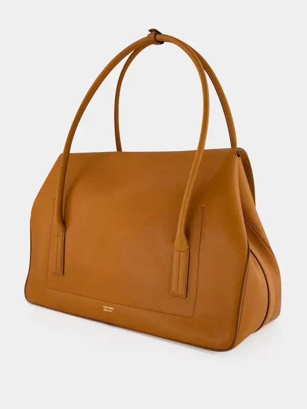 TOM FORD Caramel Natural Leather Eclipse Large Shoulder Bag - Orange