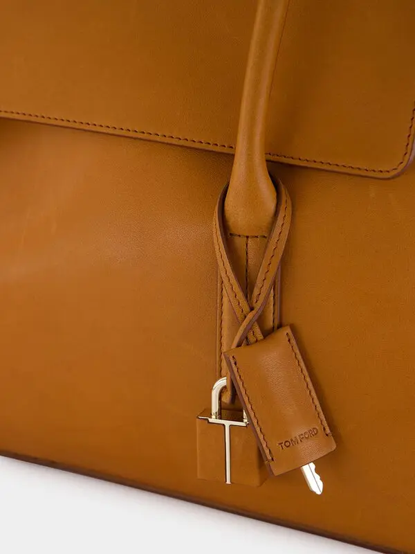 TOM FORD Caramel Natural Leather Eclipse Large Shoulder Bag - Orange