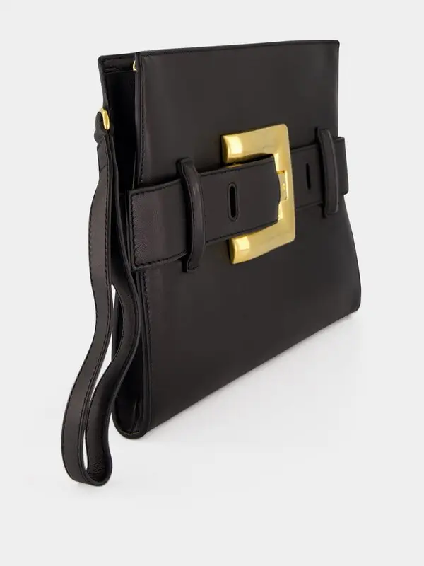 Balmain Anthem Smooth Leather Clutch - Black