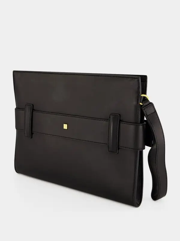 Balmain Anthem Smooth Leather Clutch - Black