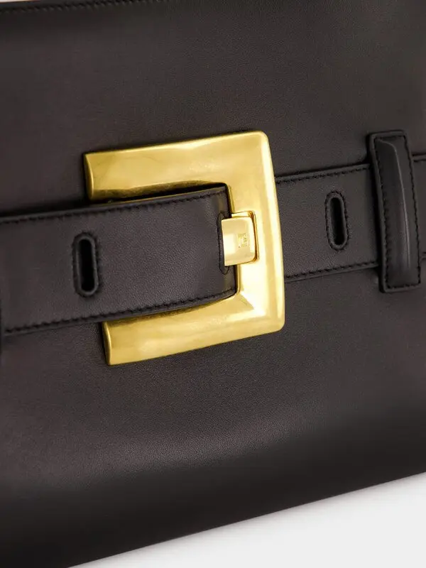 Balmain Anthem Smooth Leather Clutch - Black