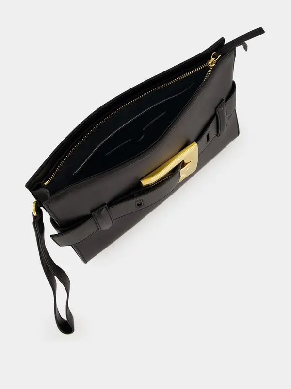Balmain Anthem Smooth Leather Clutch - Black