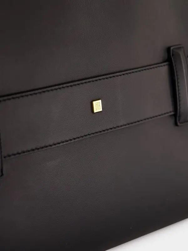 Balmain Anthem Smooth Leather Clutch - Black