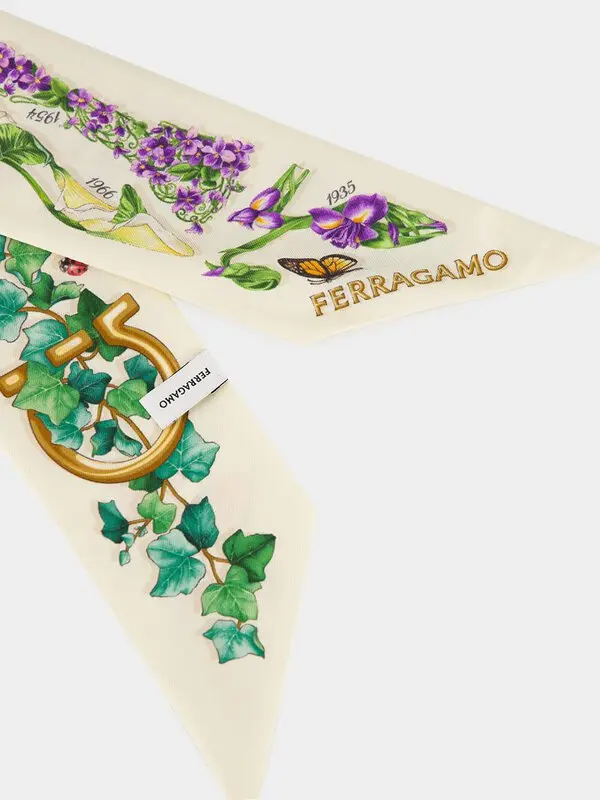 FERRAGAMO Silk Mini Bandeau With Eden Shoes Print - Multicolour