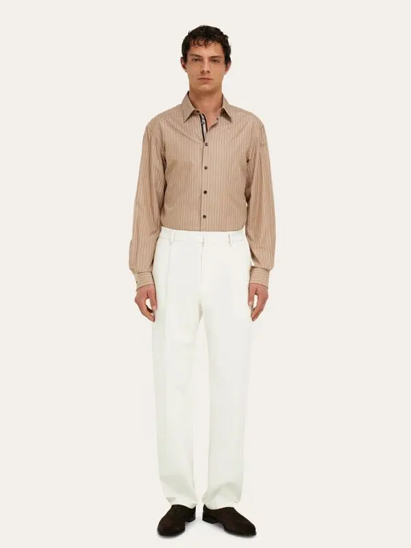 FERRAGAMO Tailored Cotton Cashmere Twill Trousers