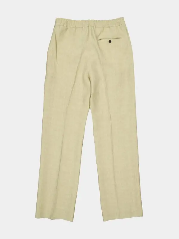 FERRAGAMO Stone Linen Tailored Jogger Pants
