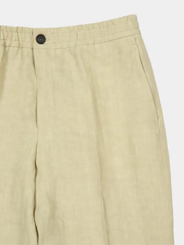 FERRAGAMO Stone Linen Tailored Jogger Pants - Beige