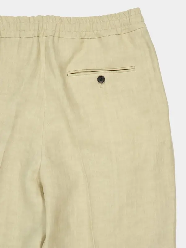 FERRAGAMO Stone Linen Tailored Jogger Pants - Beige