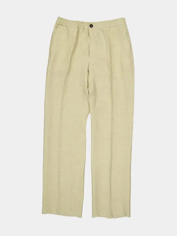 FERRAGAMO Stone Linen Tailored Jogger Pants - Beige