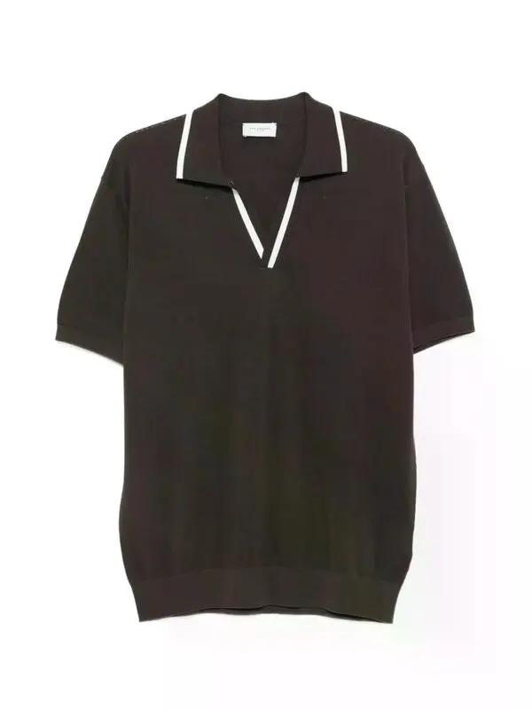 PAOLO PECORA V-neck Trimmed T-shirt - Brown